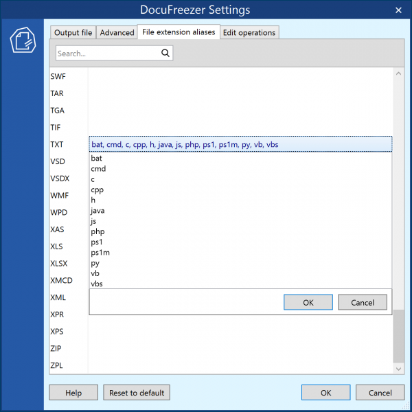 DocuFreezer Settings