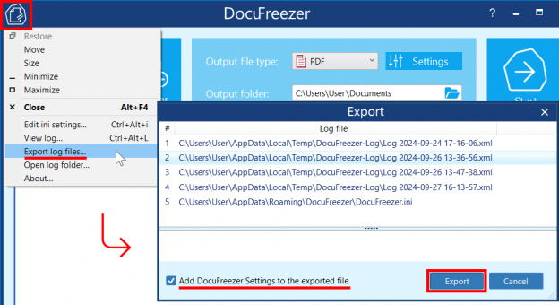 Where to Find DocuFreezer Log Files